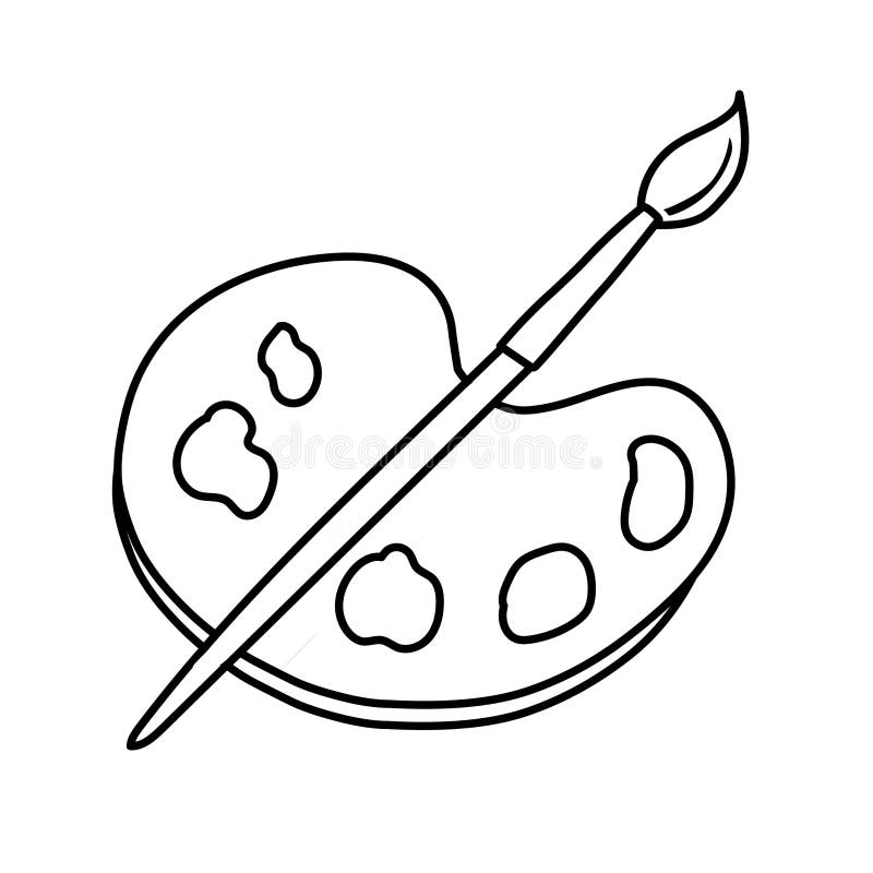 Brush, Palette and Paint Line Seamless Pattern. Creative Supplies, Art ...