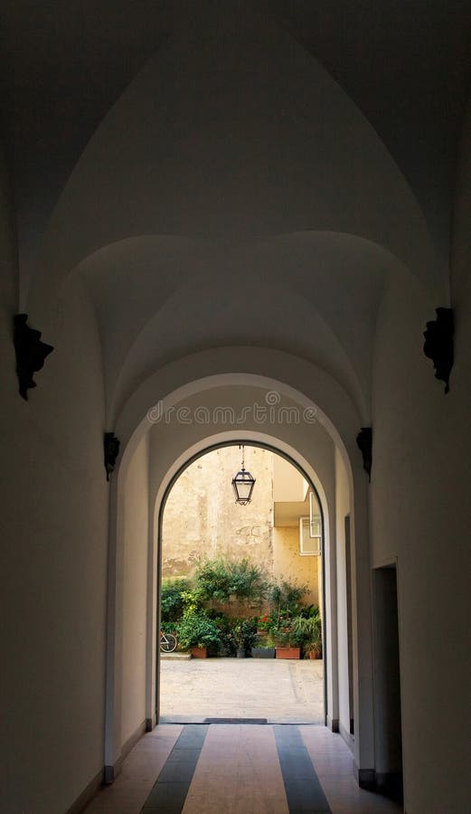 Atrium with green plants stock photo. Image of decorative - 43474946