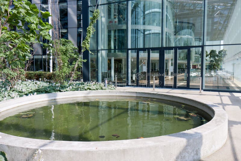 Atrium with Pool in a Modern Building Stock Image - Image of hall ...