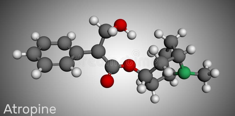 Atropine Drug Molecule. it is Plant Alkaloid. Sheet of Paper in a Cage ...