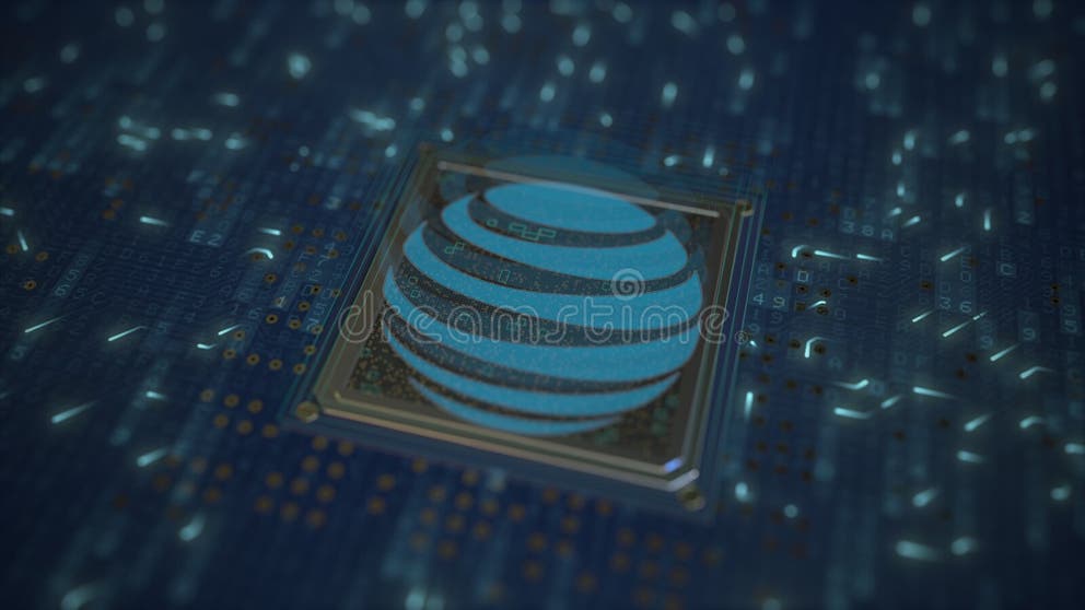 ATT Logo on the Chip on Computer Board. Conceptual Editorial 3d ...