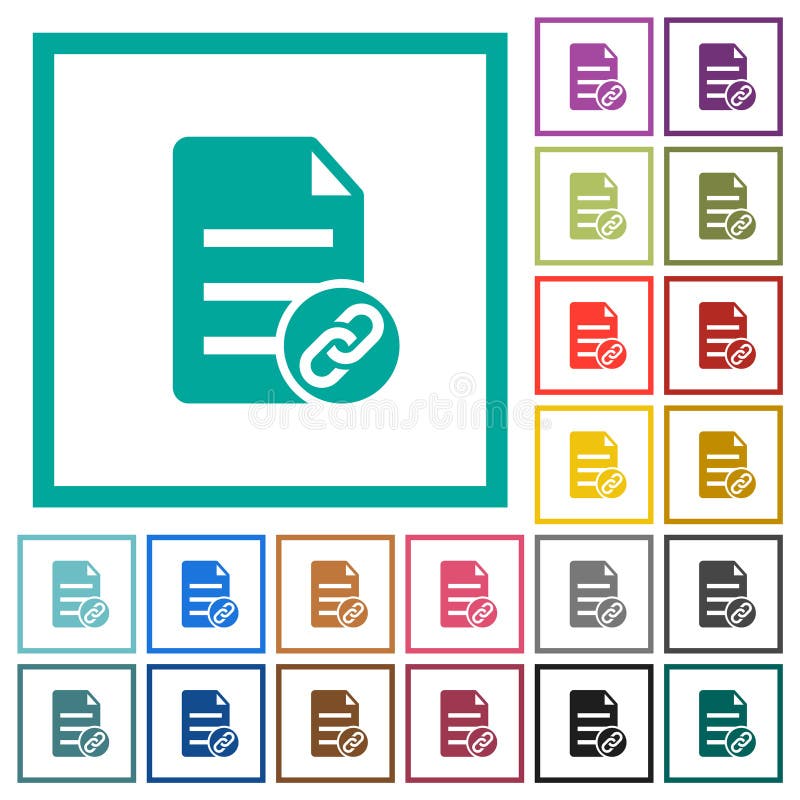 Attach Document Flat Color Icons with Quadrant Frames Stock Vector ...