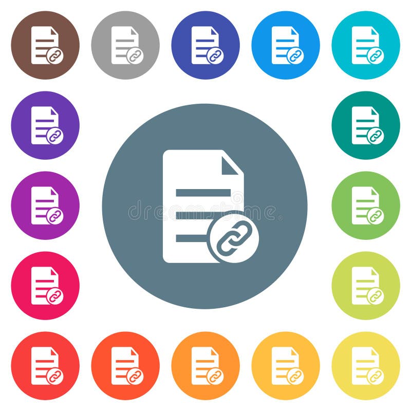 Attach Document Flat White Icons on Round Color Backgrounds Stock ...