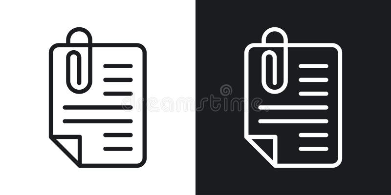 Attach Document Icon Set. Paper File Doc Clip Vector Symbol in a Black ...