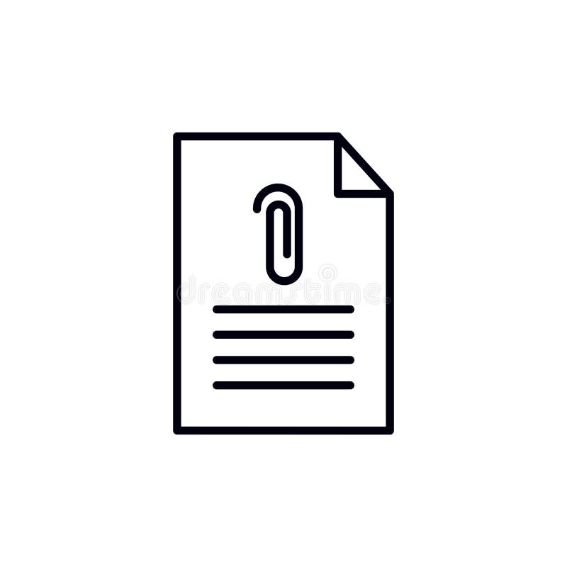 Attach Document Icon Set. Paper File Doc Clip Vector Symbol in a Black ...