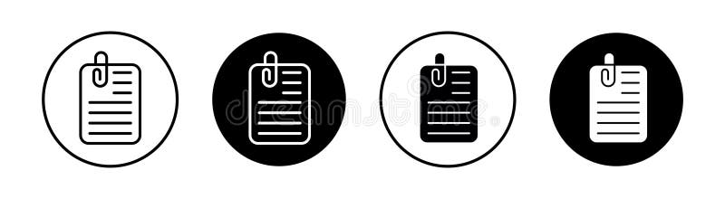 Attach Document Icon Set. Paper File Doc Clip Vector Symbol in a Black ...