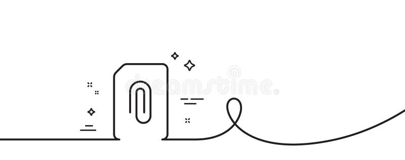 Attach Document Line Icon. File Sign. Continuous Line with Curl. Vector ...