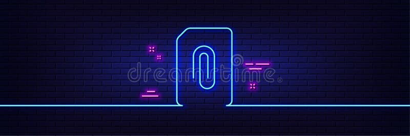Attach Document Line Icon. File Sign. Neon Light Glow Effect. Vector ...
