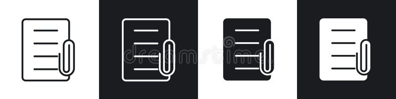 Attach Documentline in Thin Line Black Color. Flat Simple Vector ...
