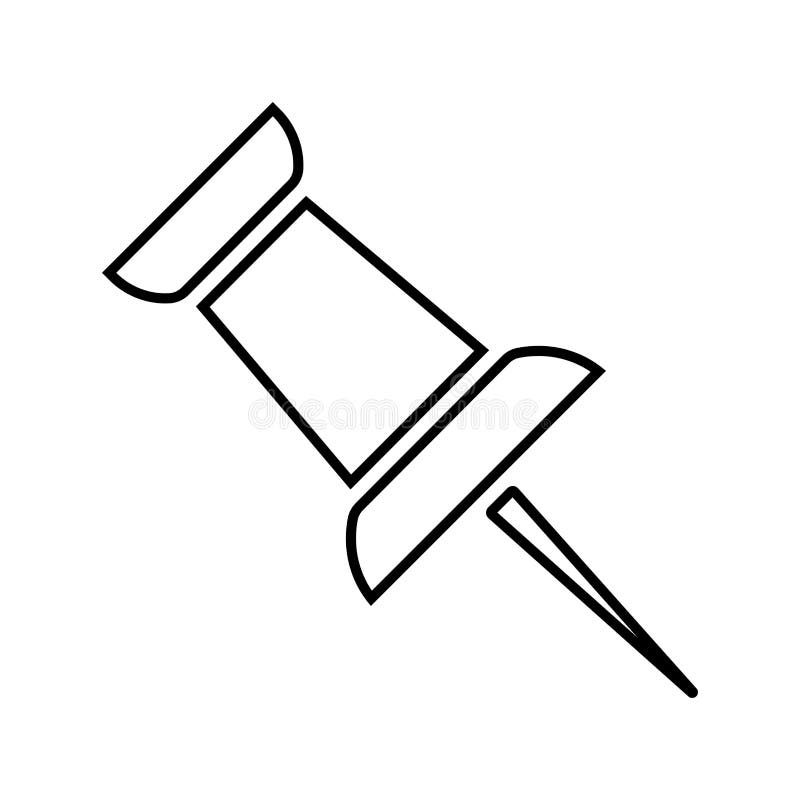 Attach Pin Outline Icon. Line Art Vector Stock Illustration ...