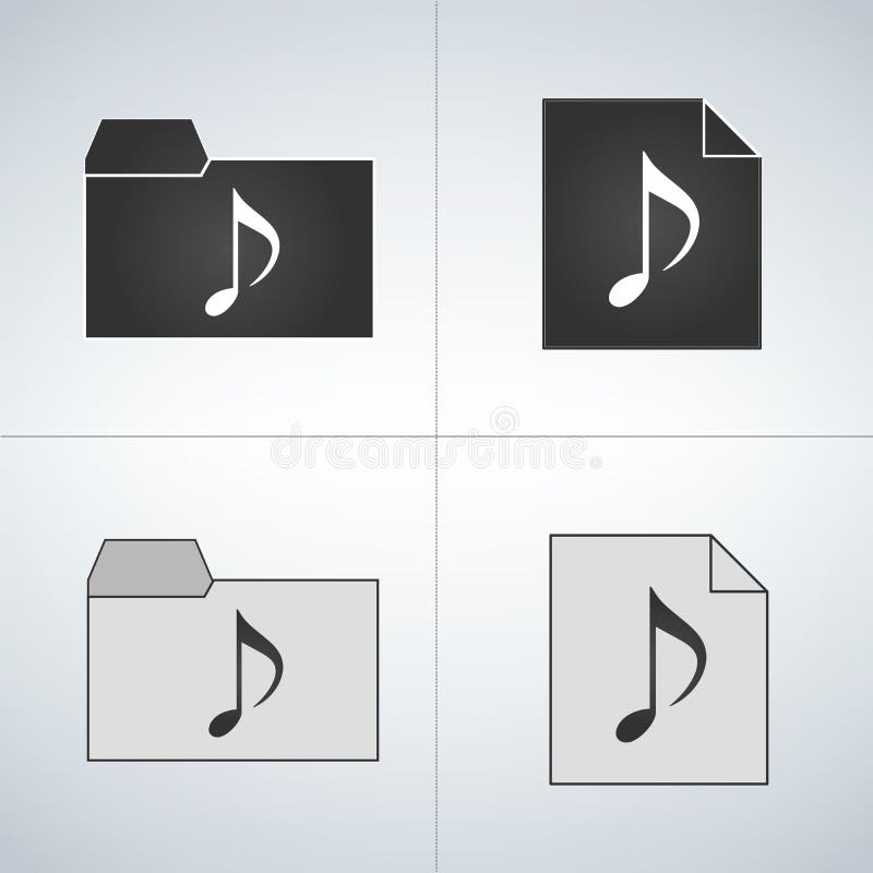 Attached Audio File and Folder Icon. Stock Illustration - Illustration ...