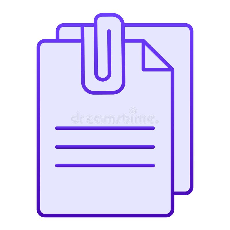 Attached Document Flat Icon. Papers with Clip Blue Icons in Trendy Flat ...