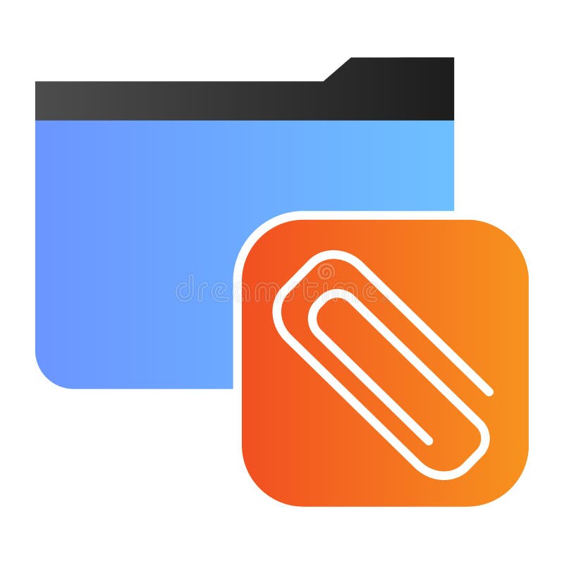 Attached Folder Flat Icon. Folder with Clip Color Icons in Trendy Flat ...