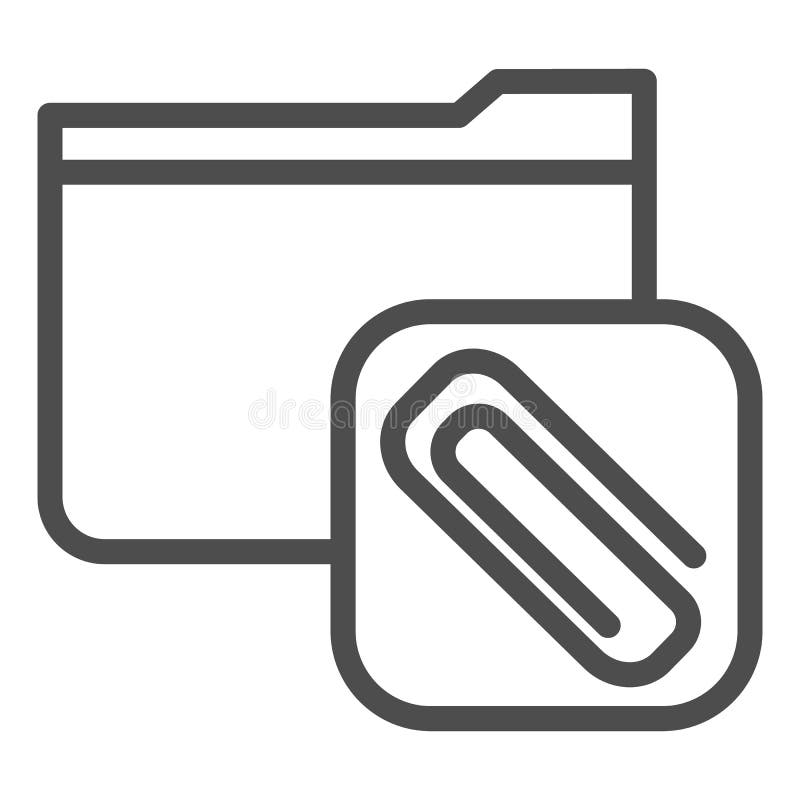 Attached Folder Line Icon. Folder with Clip Vector Illustration ...