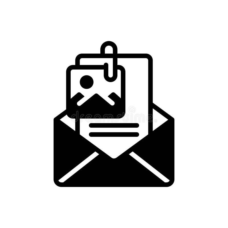 Black Solid Icon for Attached, Document and Note Stock Vector ...