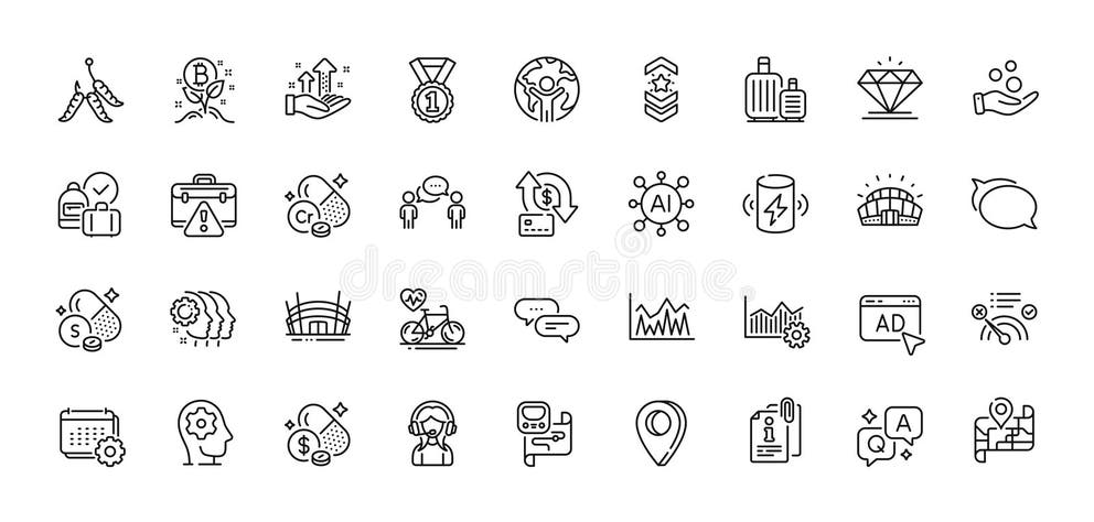 Attached Info, Ad and Operational Excellence Line Icons Pack. for Web ...