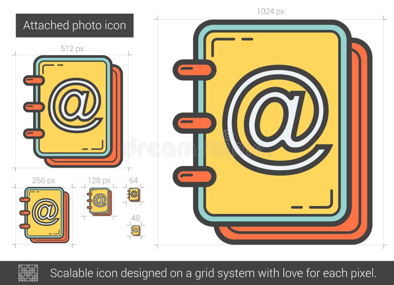 Attached photo line icon. stock vector. Illustration of document - 85923422