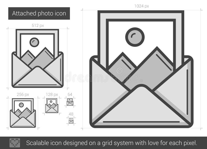 Attached photo line icon. stock vector. Illustration of document - 85923422