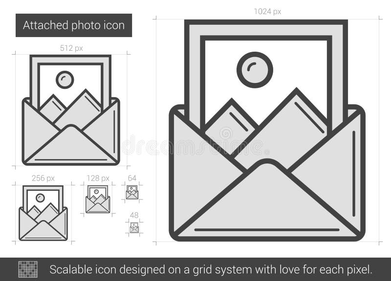 Attached photo line icon. stock vector. Illustration of document - 85923422