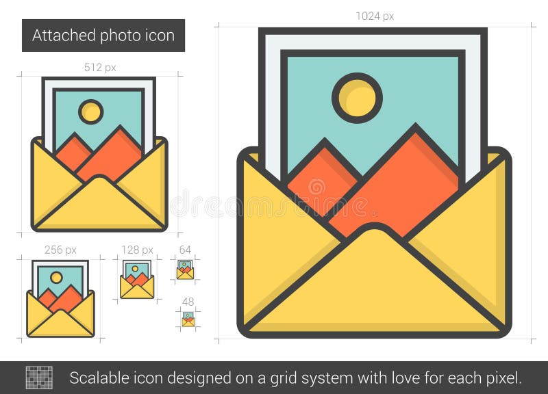 Attached photo line icon. stock vector. Illustration of document - 85923422