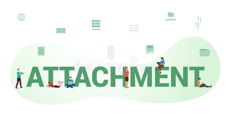 Attachment Document Data Concept with Big Word or Text and Team People ...
