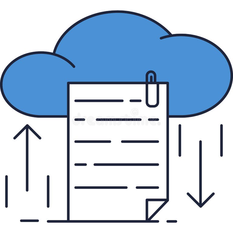 Attachment File Document Vector Cloud Compute Icon Stock Illustration ...