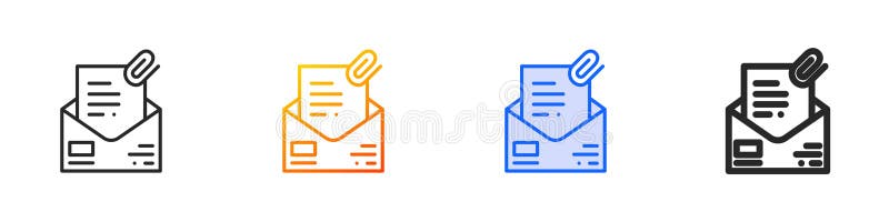 Attachment Icon.Thin Linear, Gradient, Blue Stroke and Bold Style ...