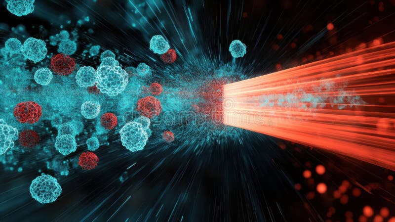 Attack Cells with Red Rays, Show the Cellular Assault and Biological ...