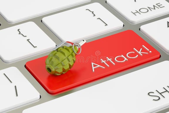 Attack! Concept, on the Computer Keyboard. 3D Rendering Stock ...