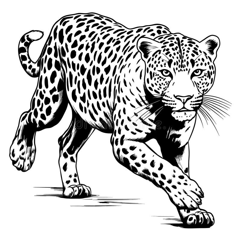 Attack Leopard Lines Illustration. Abstract Vector Leopard on the White ...