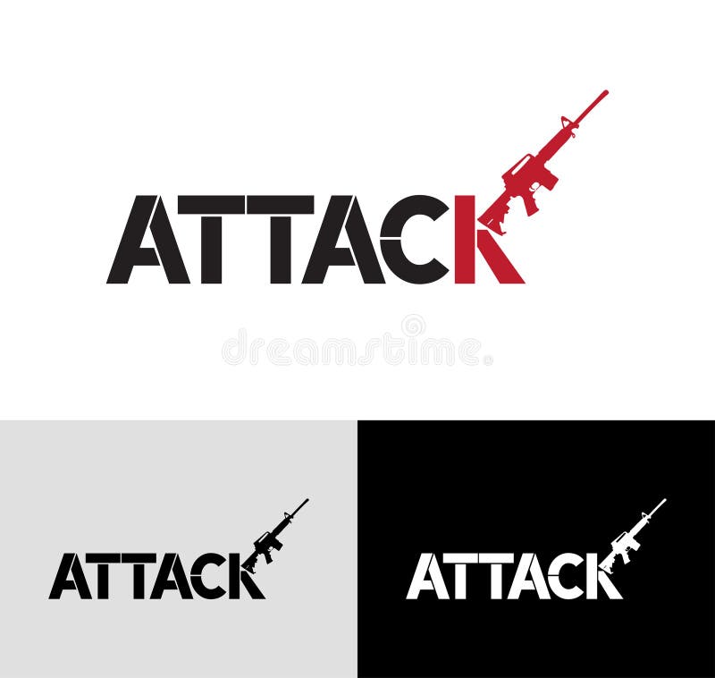 Modern Logo Design Featuring "ATTACK" Text with Rifle Graphic. Attack ...