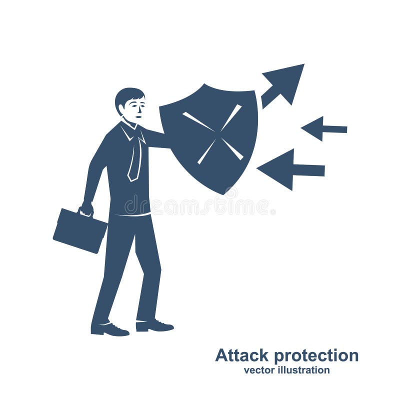 Attack Protection. Black Silhouette Businessman Stock Vector ...