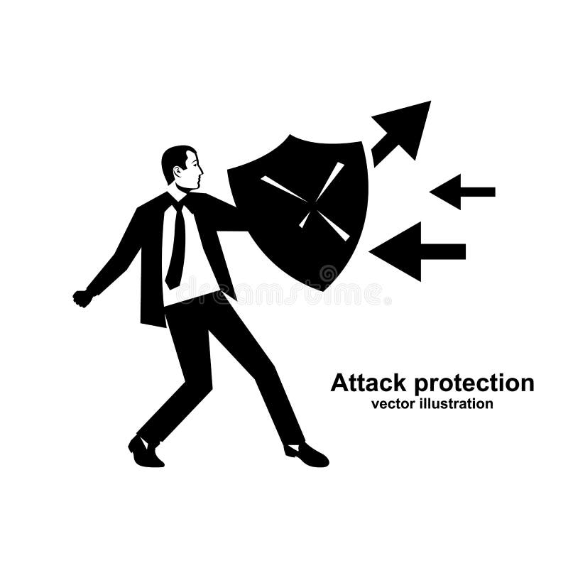 Attack Protection. Black Silhouette Businessman Stock Vector ...
