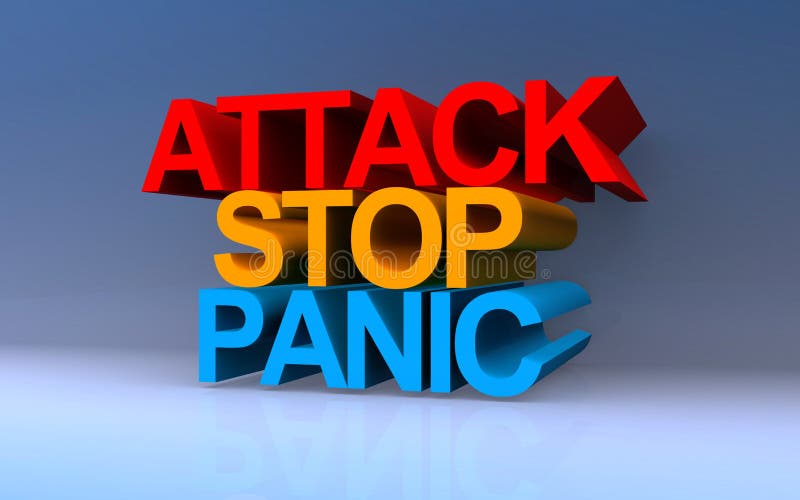 Attack stop panic on blue stock illustration. Illustration of sign ...