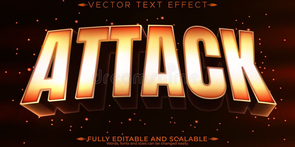 Attack Text Effect, Editable War and Bomb Text Style Stock Vector - Illustration of weapon ...