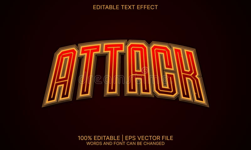 Attack Text Effect Red Color Stock Vector - Illustration of font ...