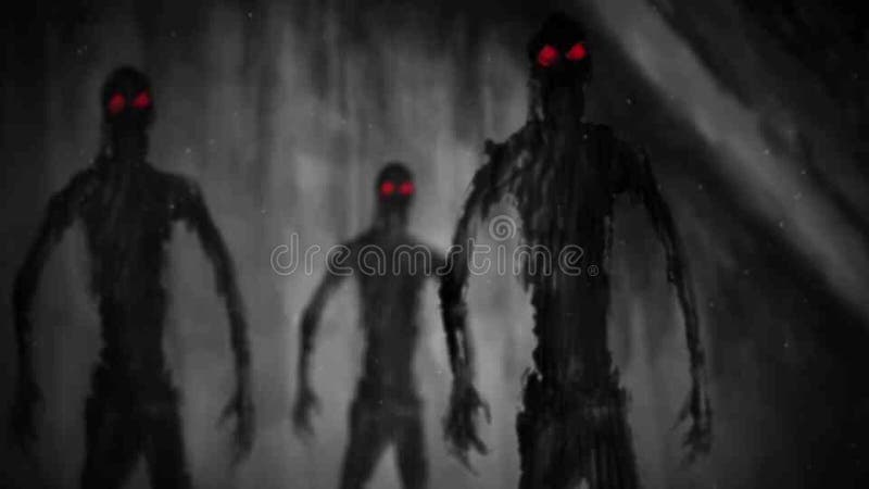 Attack Zombies Inside Tomb. Black and White Stock Video - Video of ...