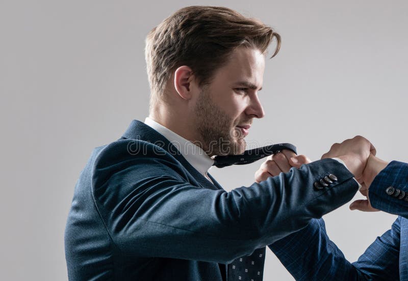 Attacked at Work. Manager Being Pulled by Necktie. Fighting and ...