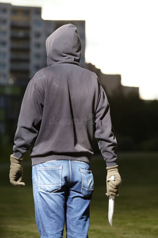Attacker with Fighting Knife Looking for a Victim Stock Photo - Image ...
