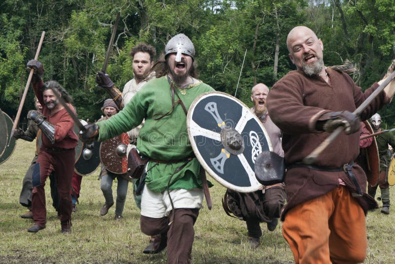 Attacking Vikings at Moesgaard Editorial Stock Photo - Image of helmets ...