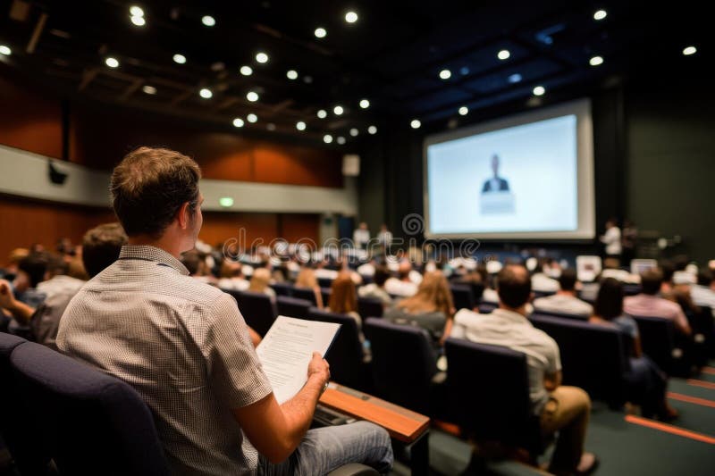 Attend Audience To Presentation Hall and Conference Theme Stock Photo ...
