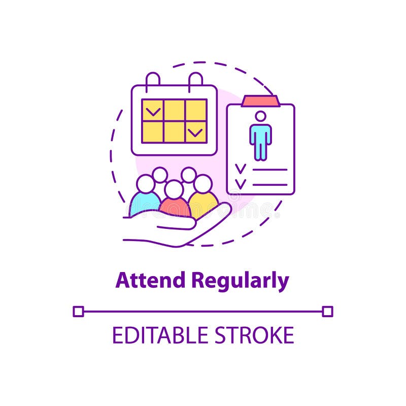 Attend Regularly Concept Icon Stock Vector - Illustration of activity ...