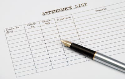 Attendance list stock photo. Image of time, late, clock - 18898174