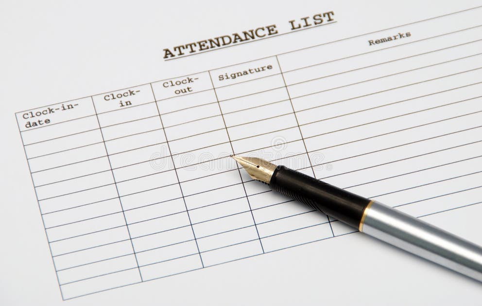 Attendance list stock photo. Image of time, late, clock - 18898174