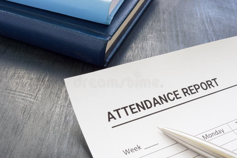 Attendance Report Form and Pen Near Notepad. Stock Image - Image of ...