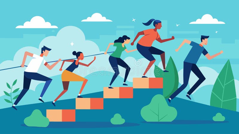 Attendees Participate in a Physical Challenge Such As a Teambuilding ...