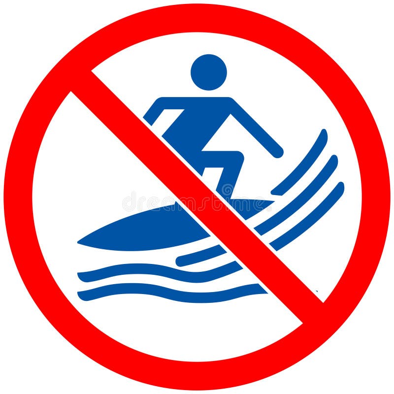 Attention Beach Safety Sign No Surfing Stock Vector - Illustration of ...