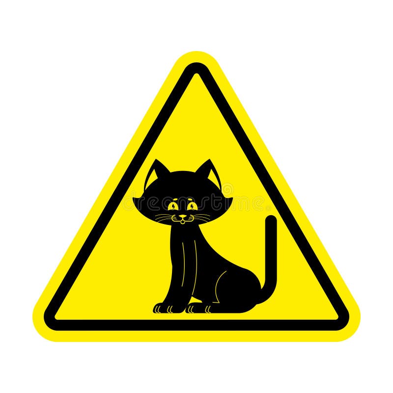 Attention cat. Caution pet stock vector. Illustration of attentive ...