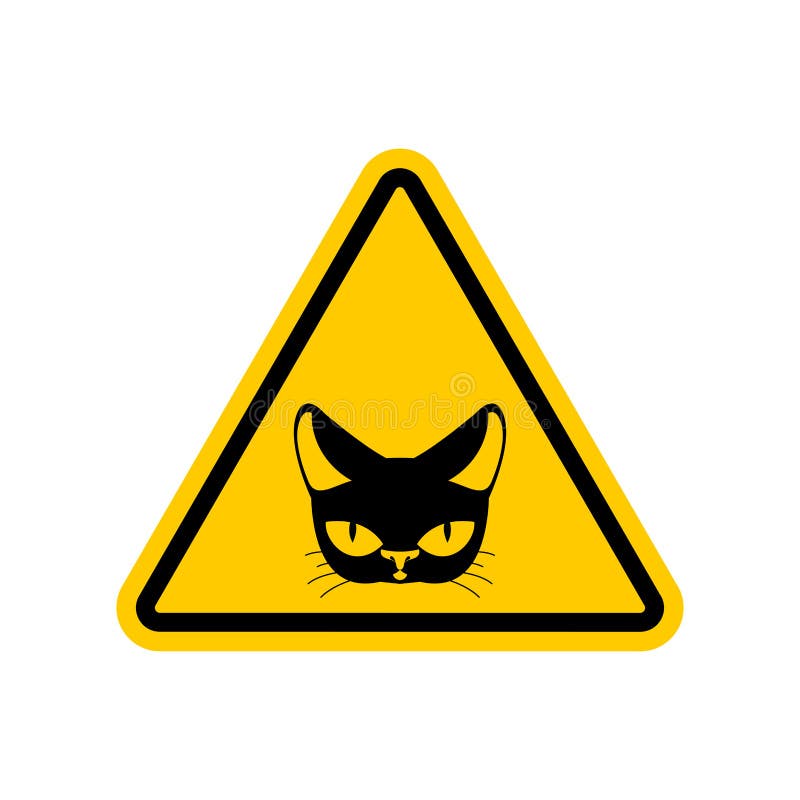 Attention Cat. Danger Yellow Road Sign Stock Vector - Illustration of ...
