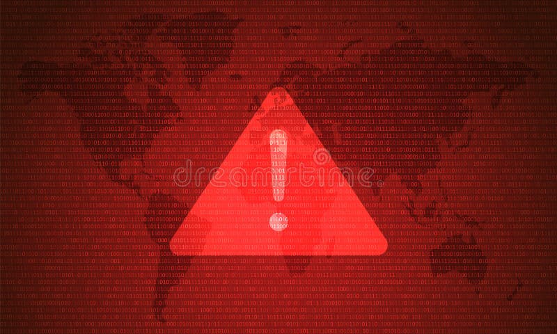Attention Danger Hacking. Symbol on Map Dark Red Background. Security ...